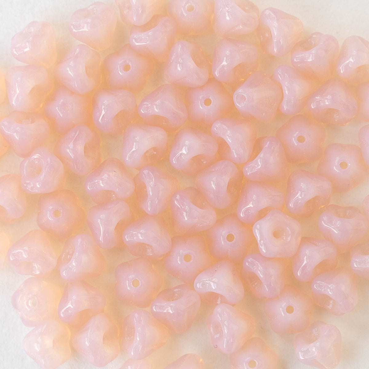 4x6mm Glass Flower Beads Peach Opaline 50 Funkyprettybeads
