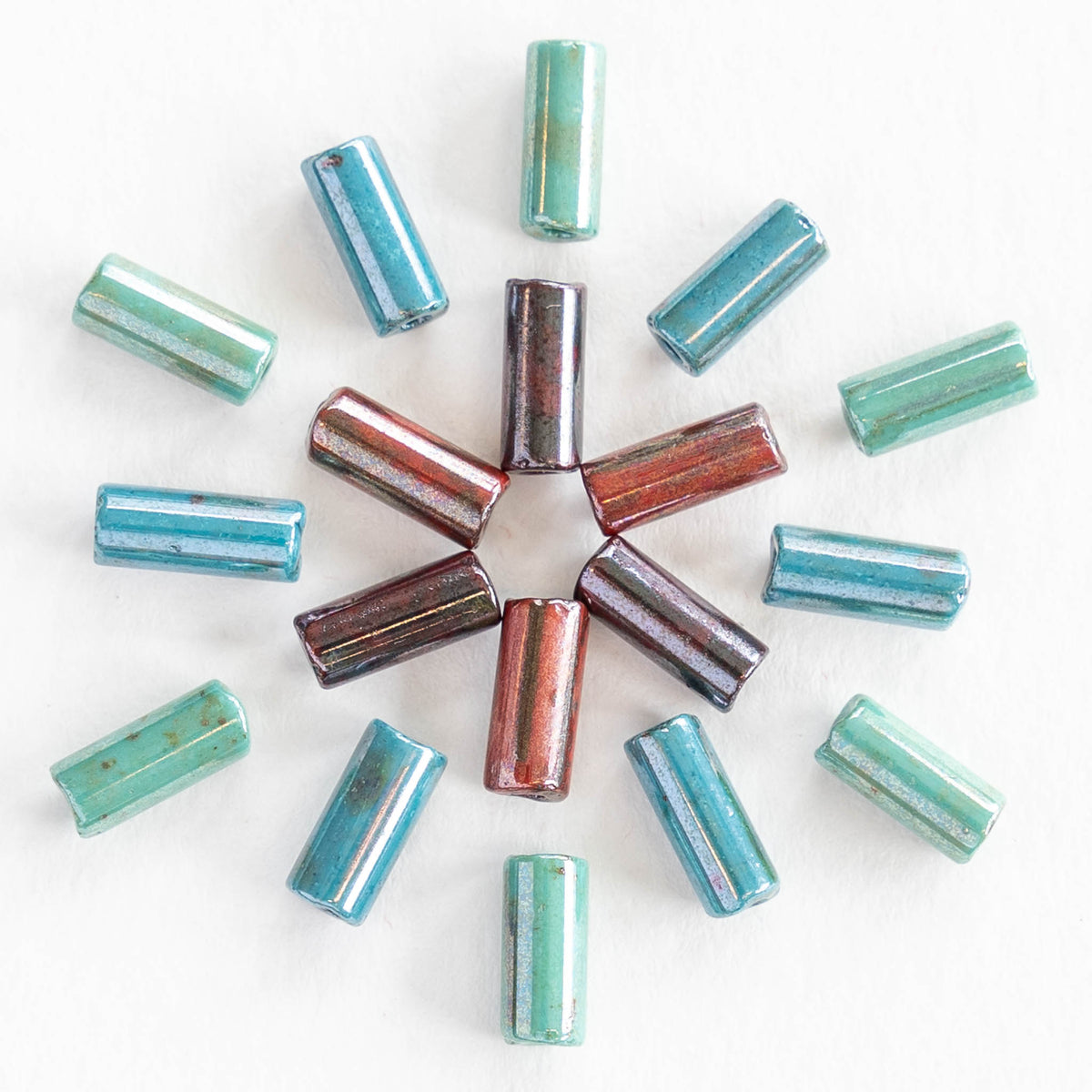 Pressed Glass Tube Beads | Czech Glass Beads – funkyprettybeads