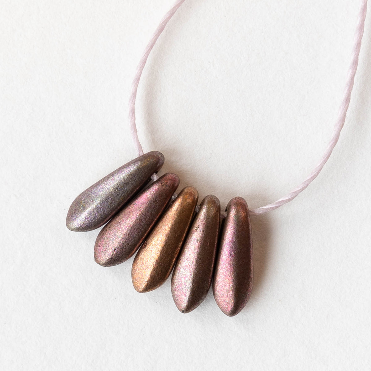 11mm Glass Dagger Beads - Metallic Iris Rose Matte - 50 beads ...