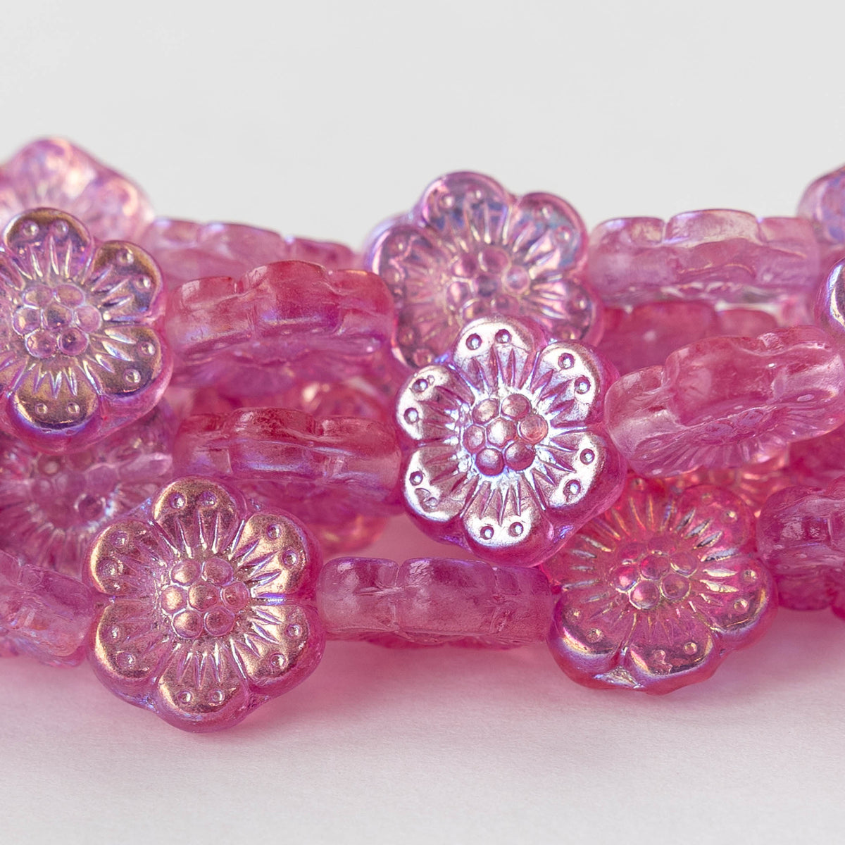 14mm Anemone Flower Beads - Crystal with Gold Wash - Czech Glass Beads ...