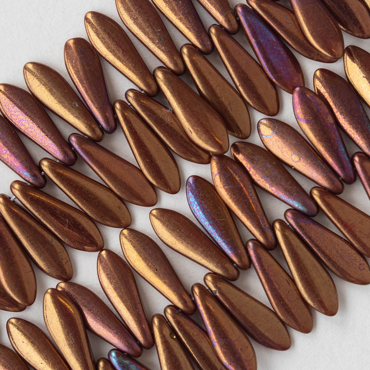 16mm Dagger Beads - Copper Iris- 50 beads – funkyprettybeads