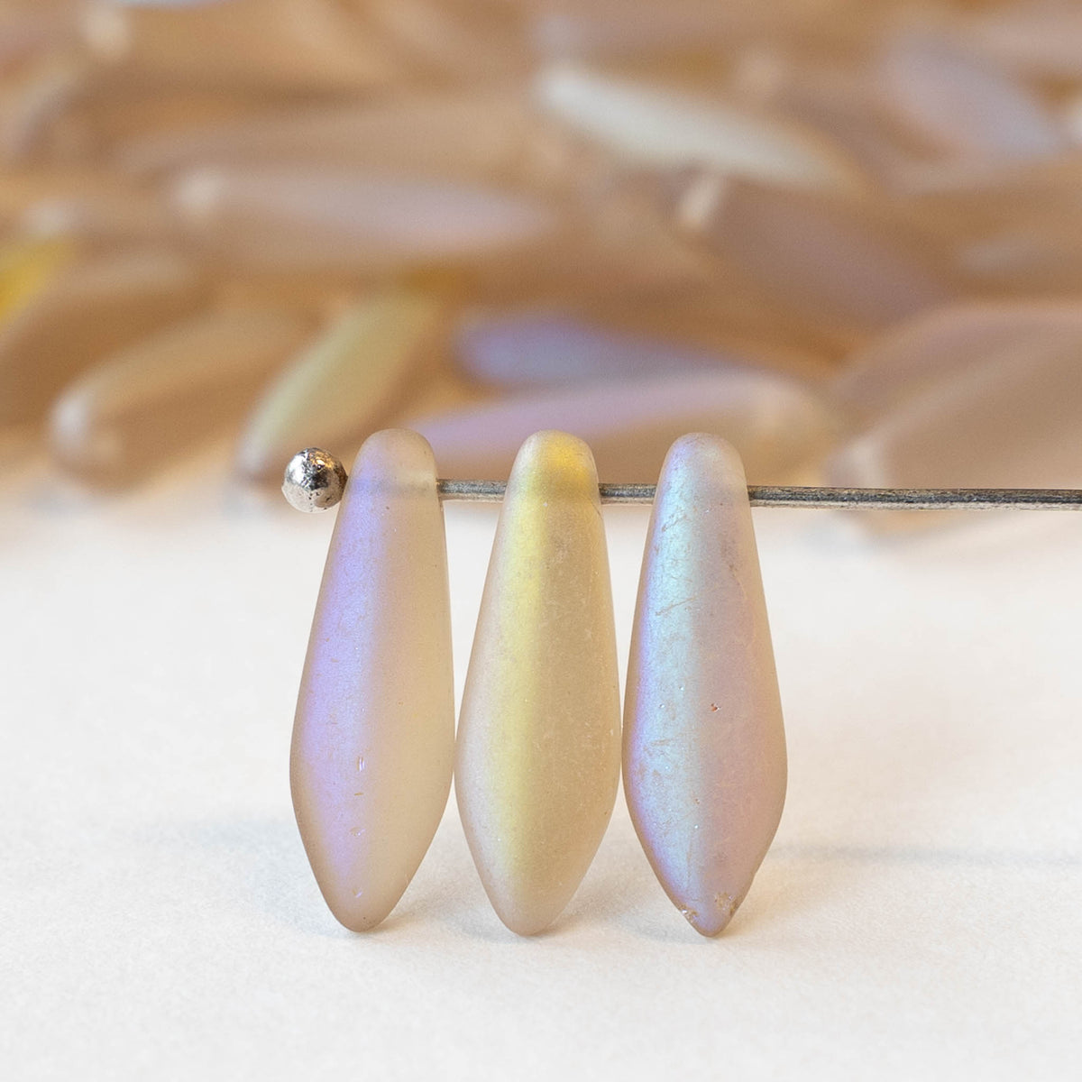 16mm Glass Dagger Beads - Crystal Lemon Rainbow Matte - 50 ...