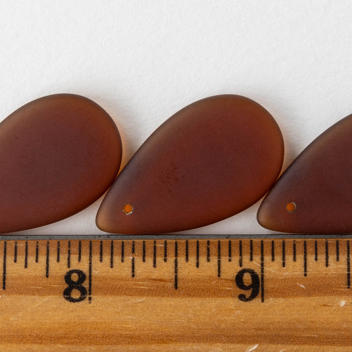 30x18mm Large Flat Glass Teardrop Beads - Matte Brown - 10 Beads ...