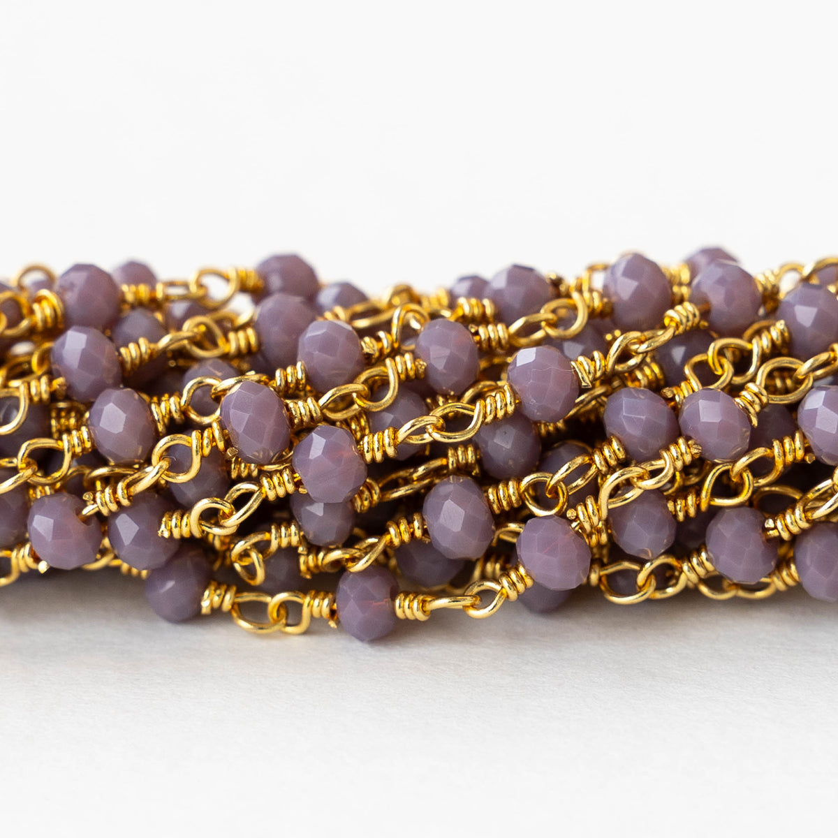 Faceted Bead Chain - Opaline Purple Rondelles - Priced by the inch ...