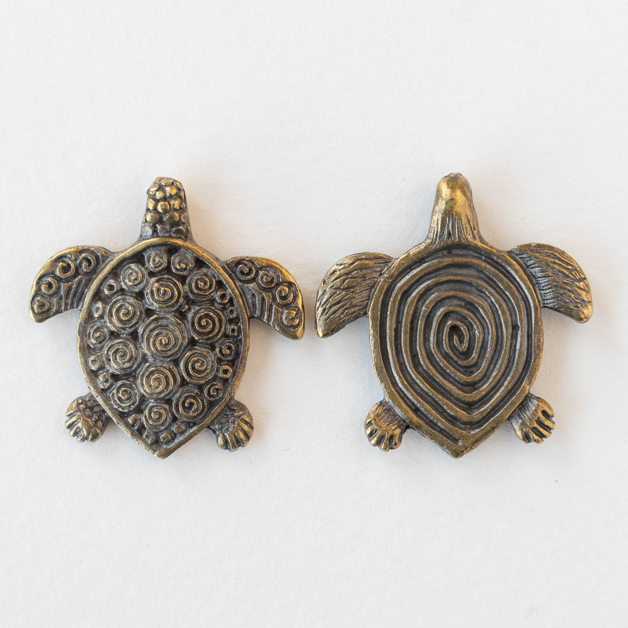 30mm Mykonos Metal Sea Turtle Pendant - Brass - Choose Amount ...
