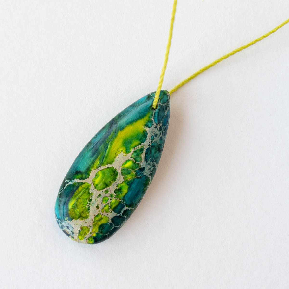 15x35mm Impression Jasper Teardrops - Green Mix - 2 Beads ...