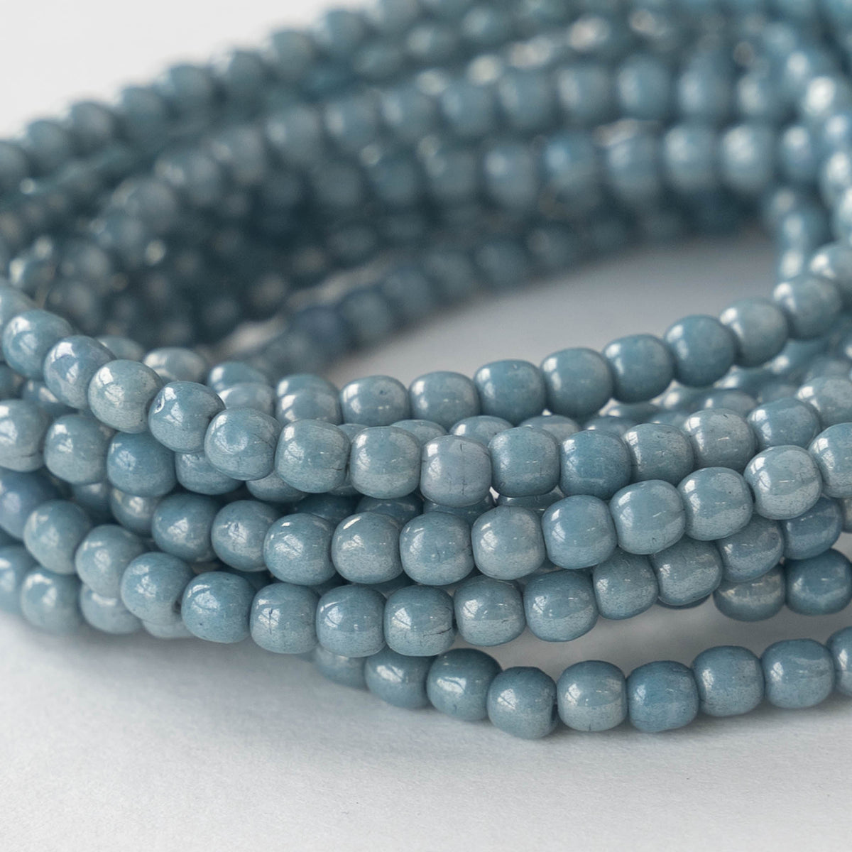 3mm Round Glass Beads - Opaque Light Slate Blue - 50 Beads ...