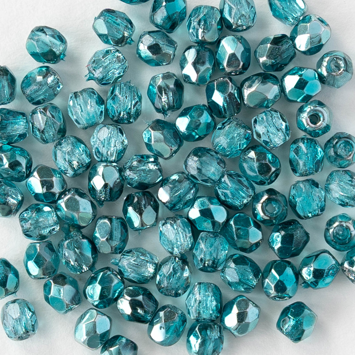 3mm Firepolished Round Beads - Crystal Marine Metallic - 50 Beads ...