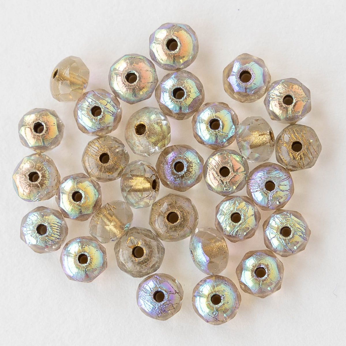 3x5mm Firepolished Glass Rondelles - Gold Lined Crystal AB - 30 Beads ...