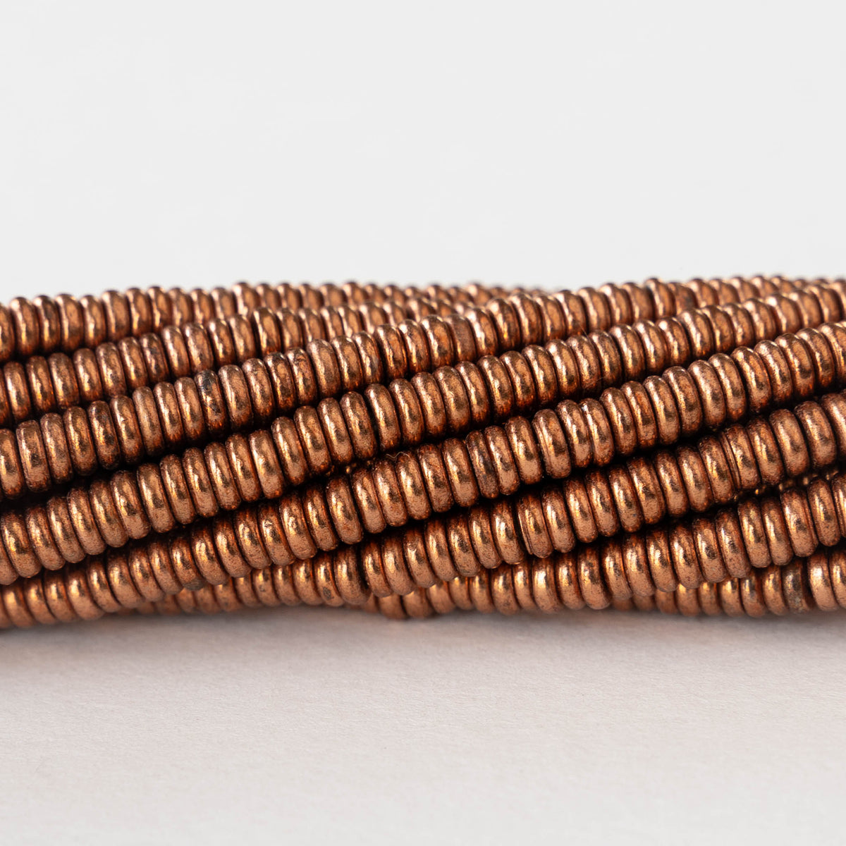 4mm Antique Copper Disk Beads - 4 inches – funkyprettybeads