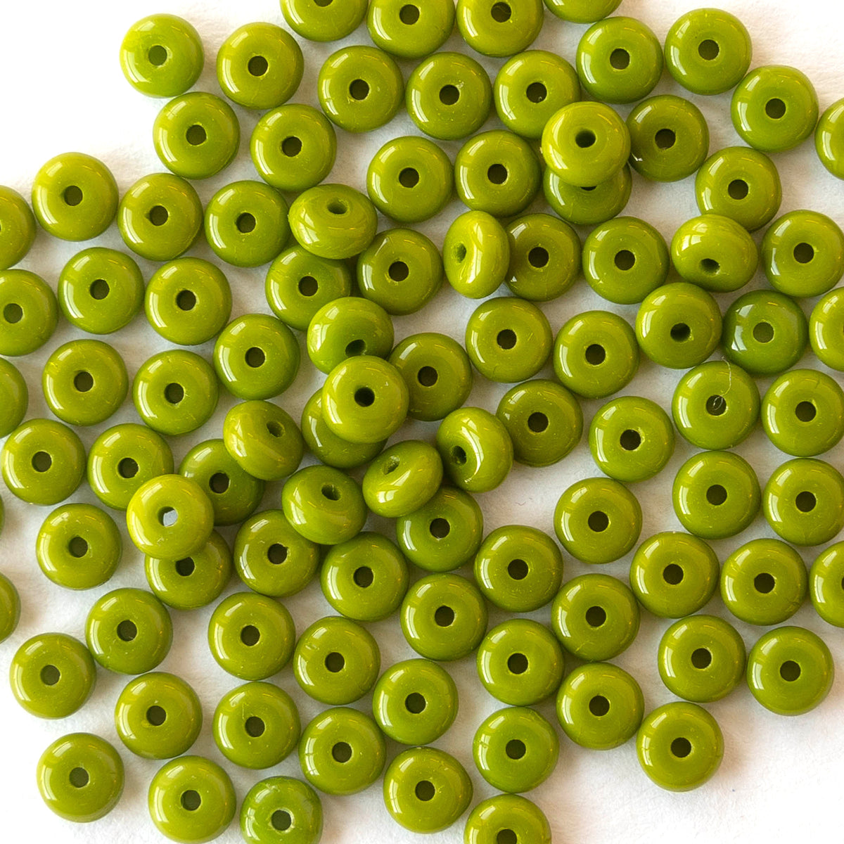 4mm Rondelle Beads - Opaque Lime- 100 Beads – funkyprettybeads