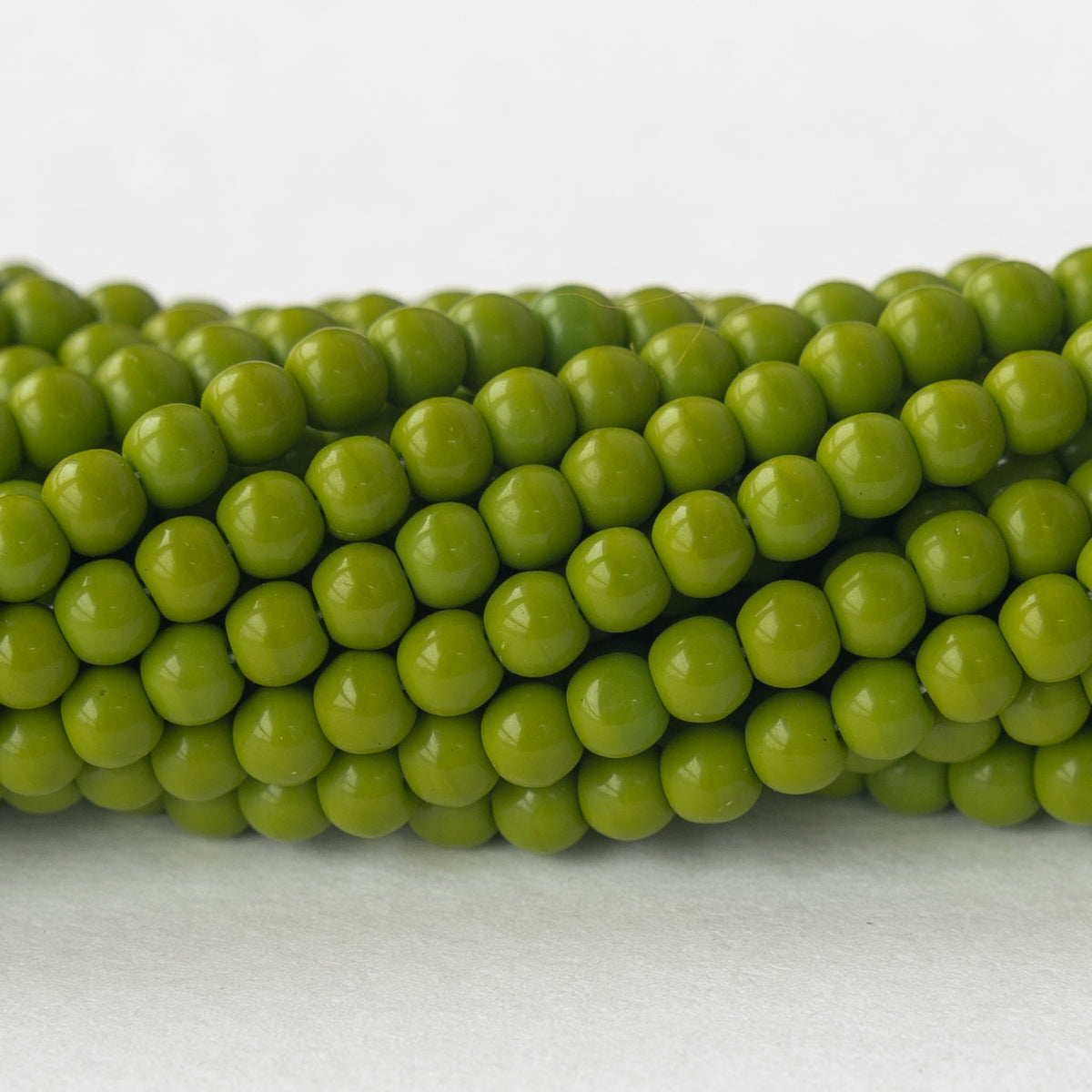 4mm Round Glass Beads - Opaque Lime Green - 50 or 100 beads ...