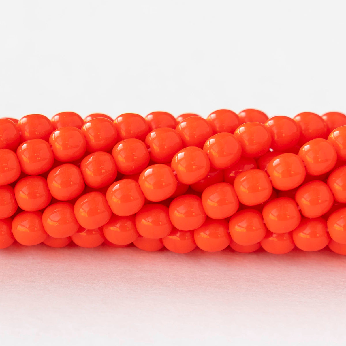 4mm Round Glass Beads - Opaque Bright Orange - 100 Beads – funkyprettybeads