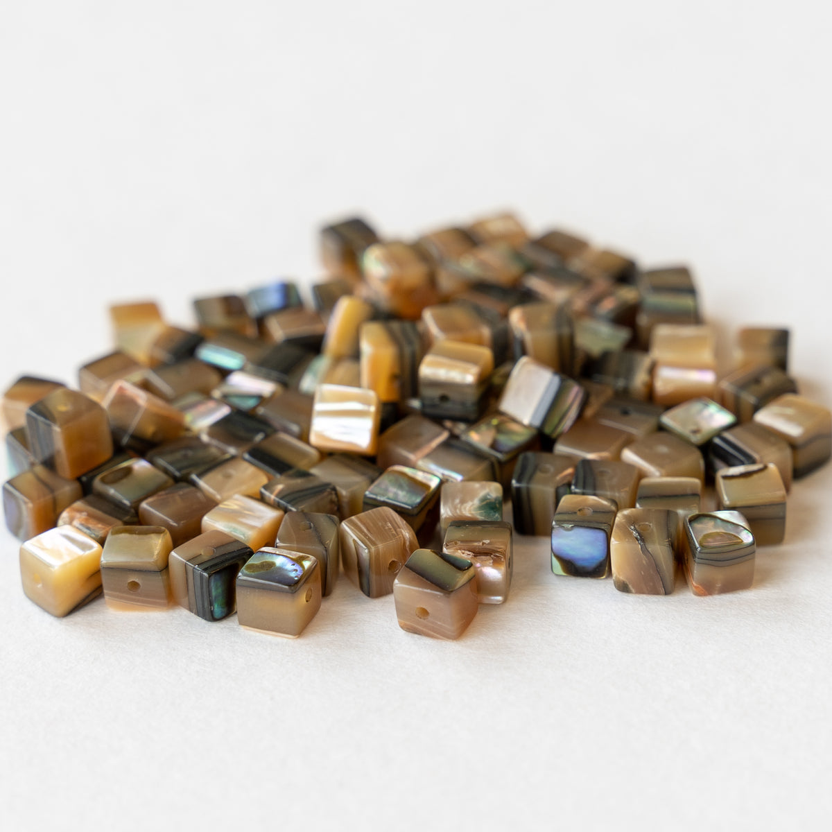 4mm Abalone Shell Cube Beads - 8 or 16 inches – funkyprettybeads