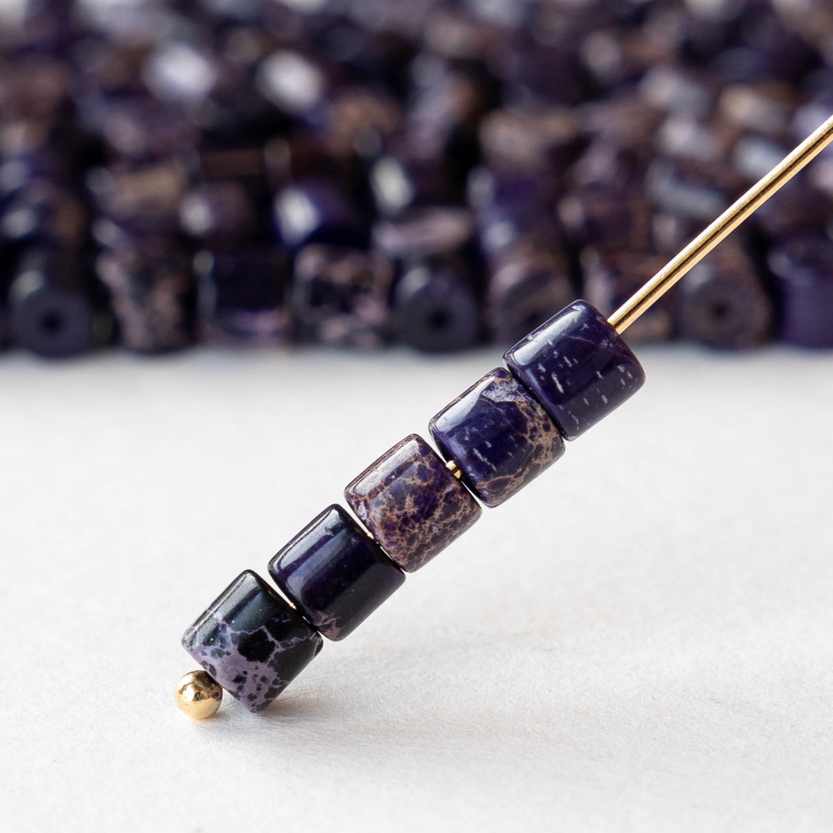 4x4.5mm Impression Jasper Tube Beads - Purple - 30 beads – funkyprettybeads