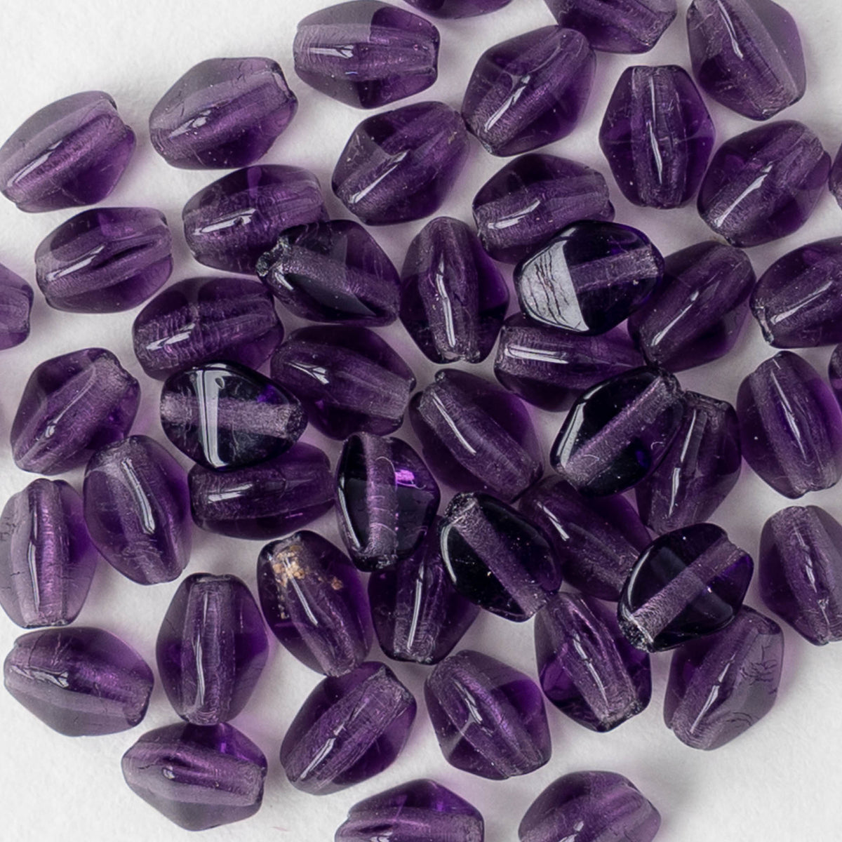 5mm Glass Pinch Beads - Amethyst - 50 beads – funkyprettybeads