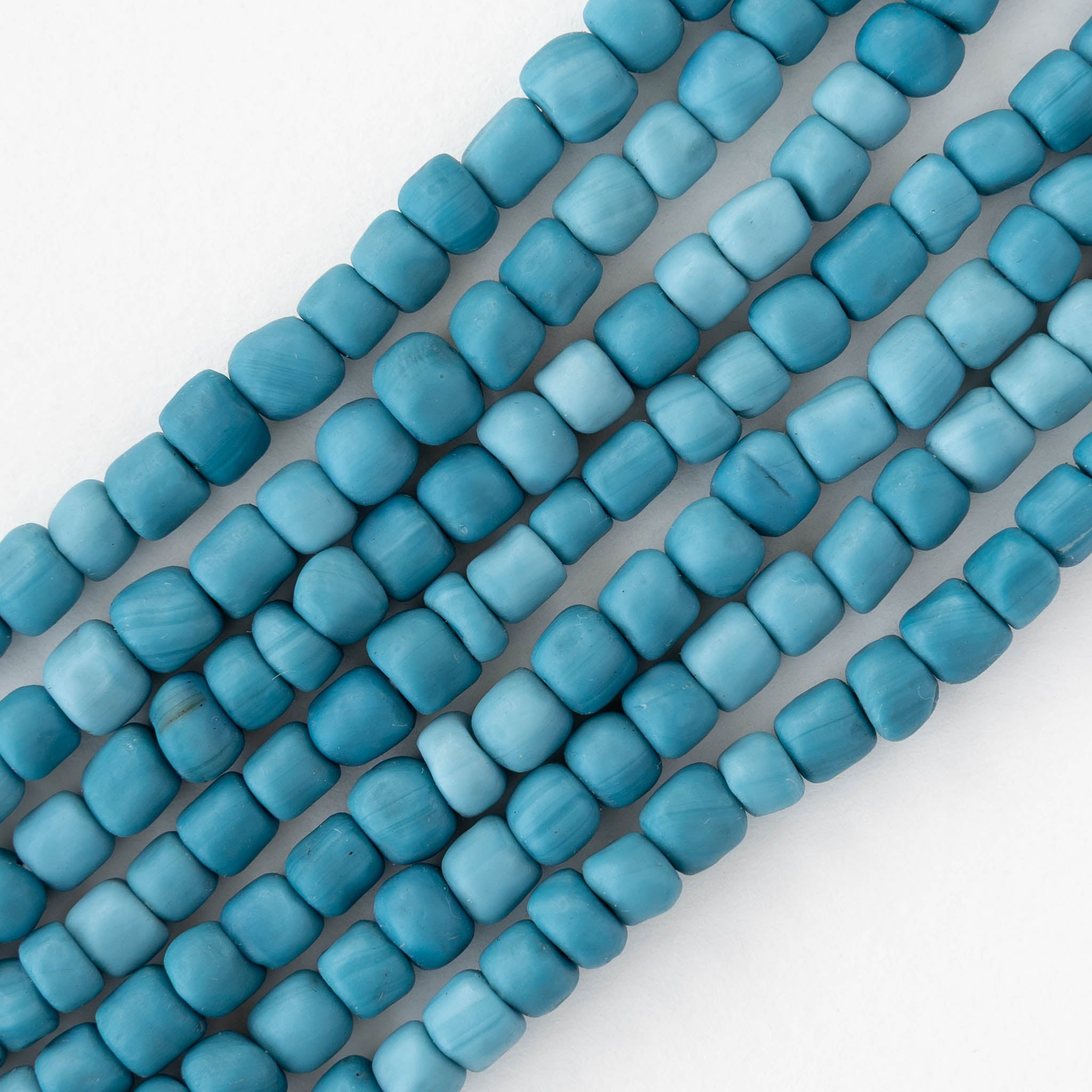 Glass Java Beads - Opaque Blue - Whole or Half Strand – funkyprettybeads