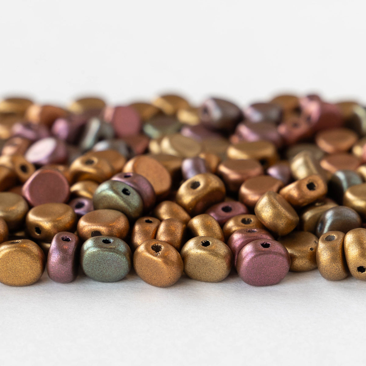 6mm Glass Coin Beads - Gold Iris Matte - 50 Beads – funkyprettybeads