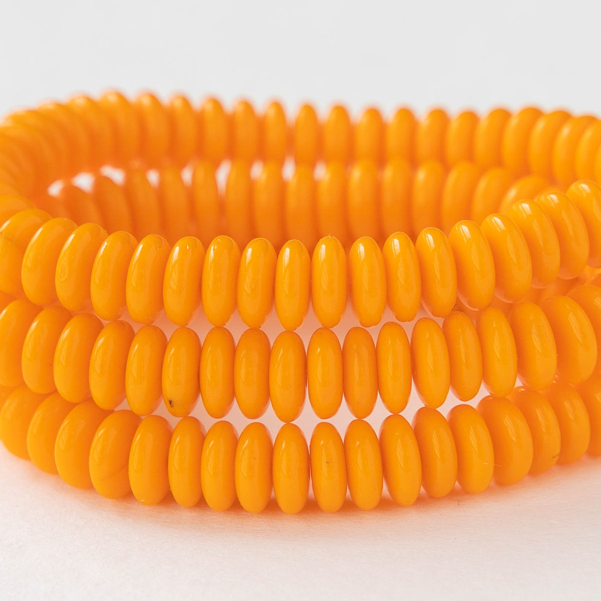 6mm Glass Rondelle - Opaque Lt. Orange - 50 beads – funkyprettybeads