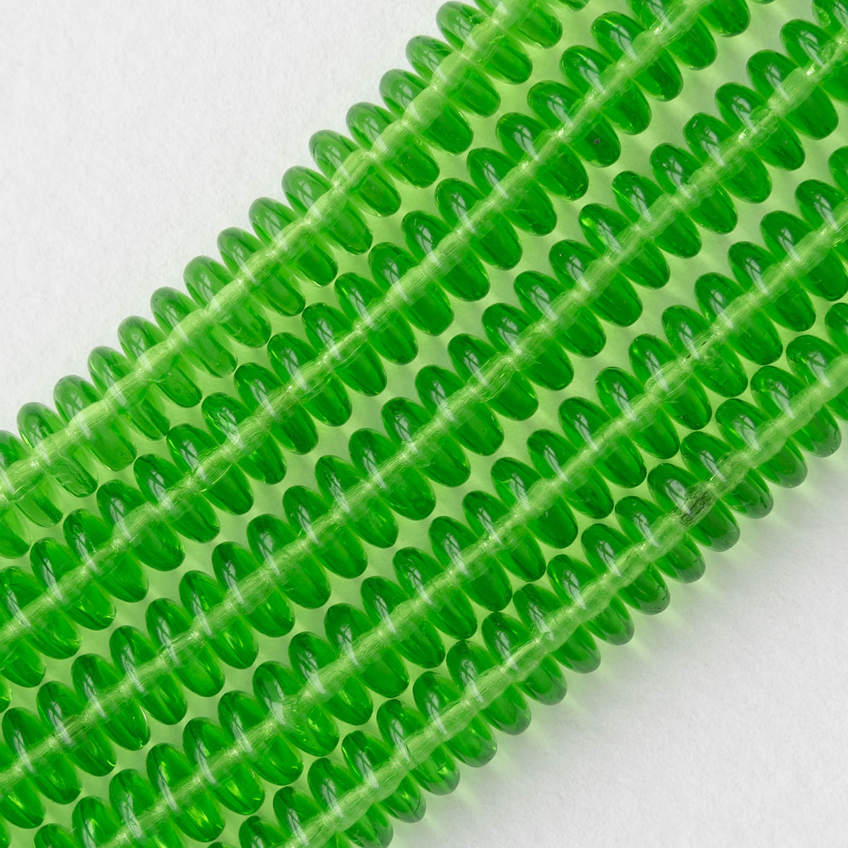 6mm Glass Rondelle Beads - Transparent Peridot - 50 or 100 Beads ...