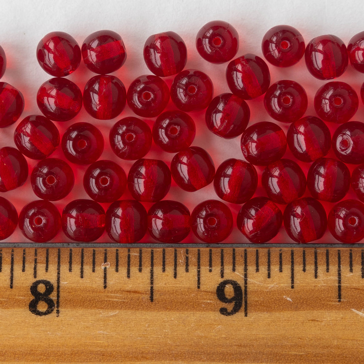 6mm Round Glass Beads - Transparent Red - 120 – funkyprettybeads