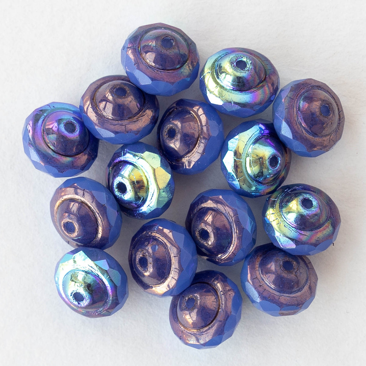 6x8mm Glass Saturn Beads - Opaline Periwinkle Rainbow AB - 15 Beads ...