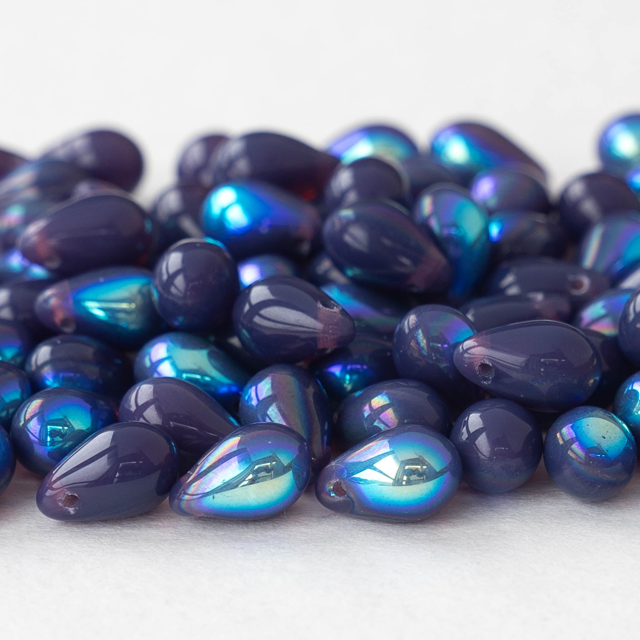 4x6mm Glass Teardrop Beads - Light Green - Czech Teardrop Beads ...