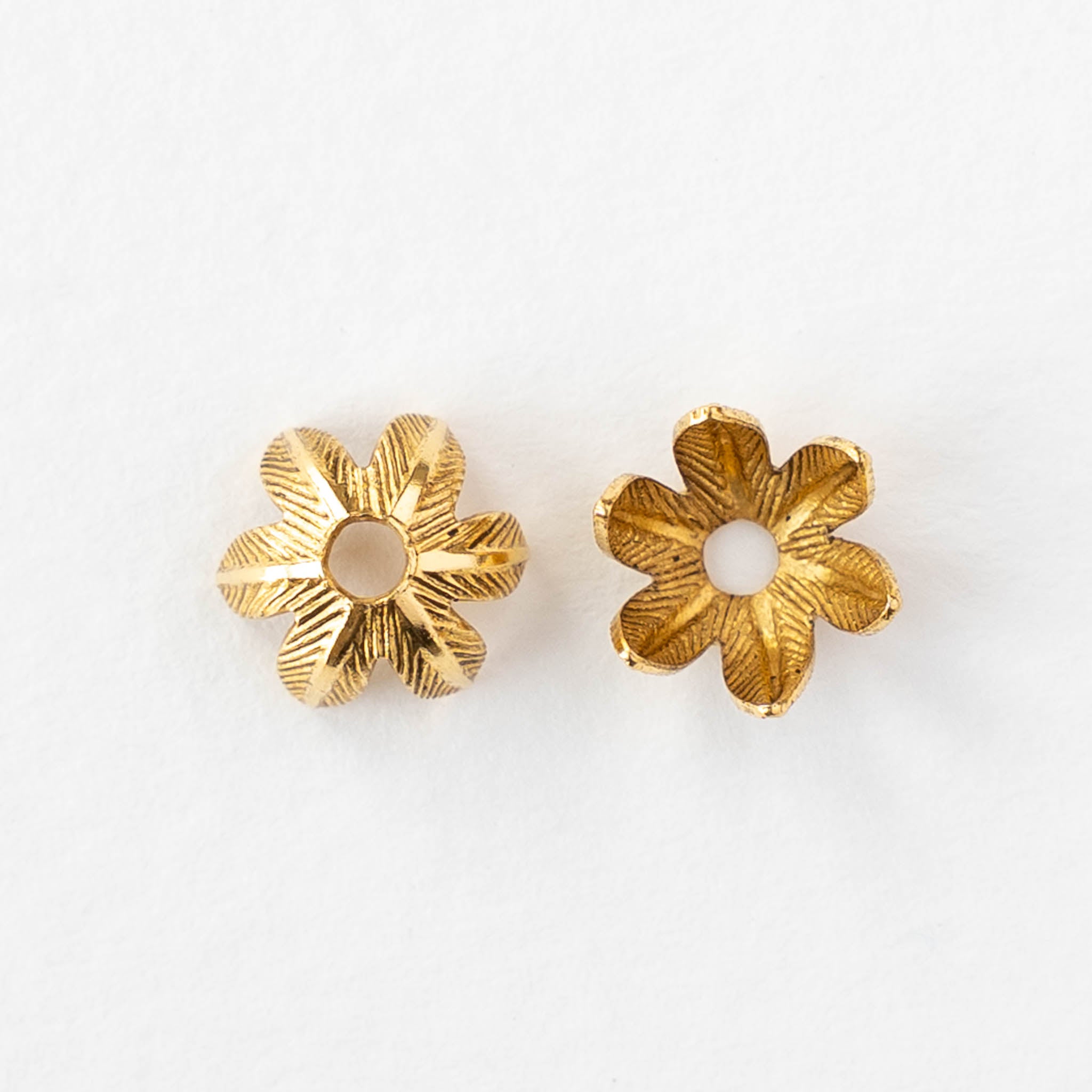 8mm Daisy Flower Bead Caps - Gold - 2, 6, or 12 bead caps ...