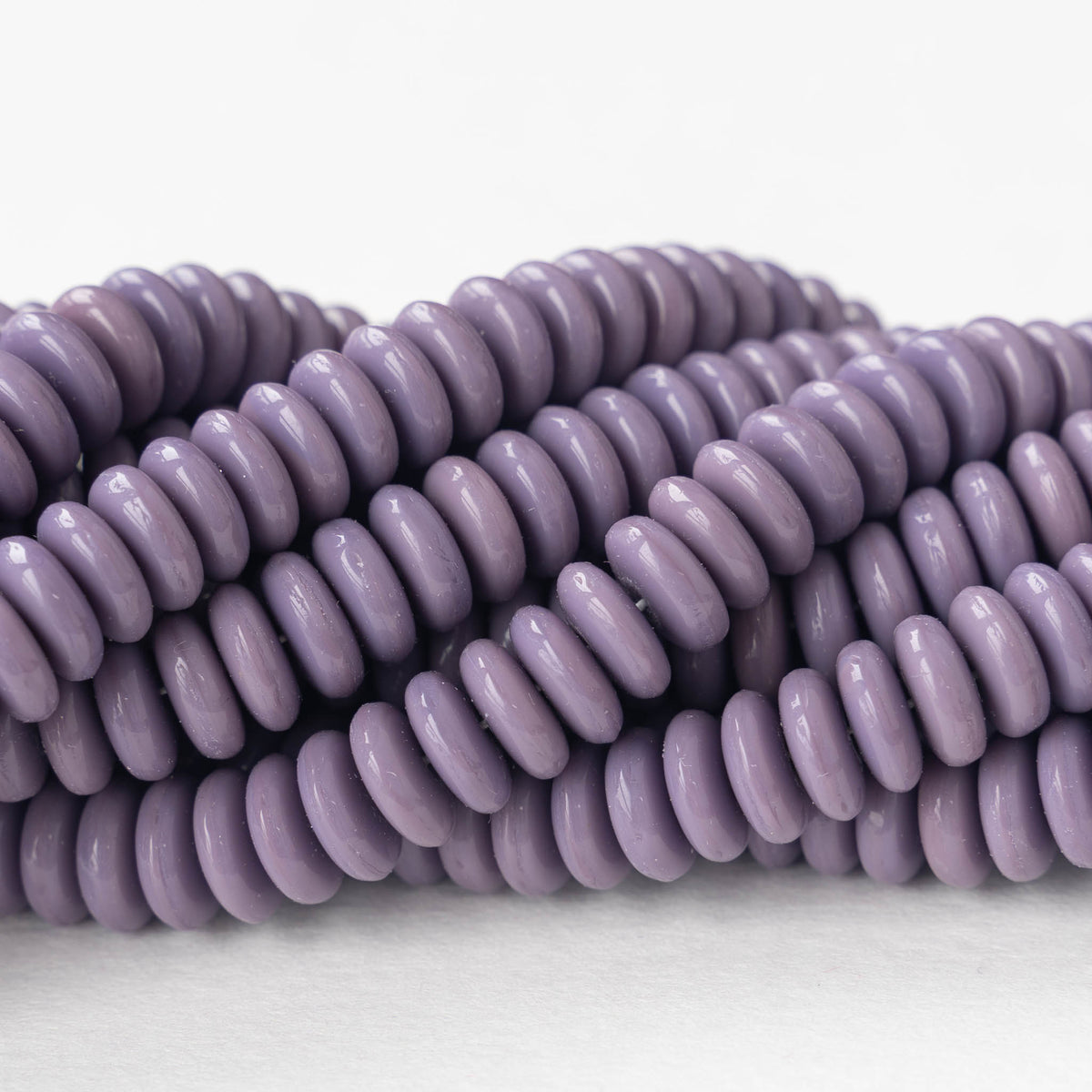 8mm Rondelle Beads - Opaque Lavender Purple - 30 Beads – funkyprettybeads