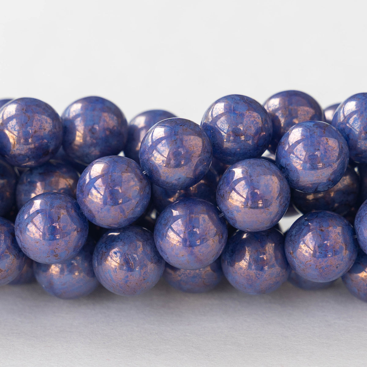 8mm Round Glass Beads - Opaque Purple Luster - 25 beads – funkyprettybeads