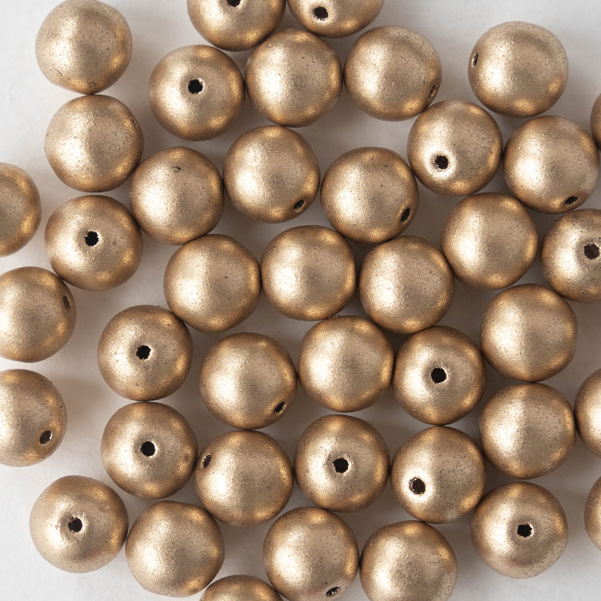 8mm Round Glass Beads - Gold Matte - 30 – funkyprettybeads