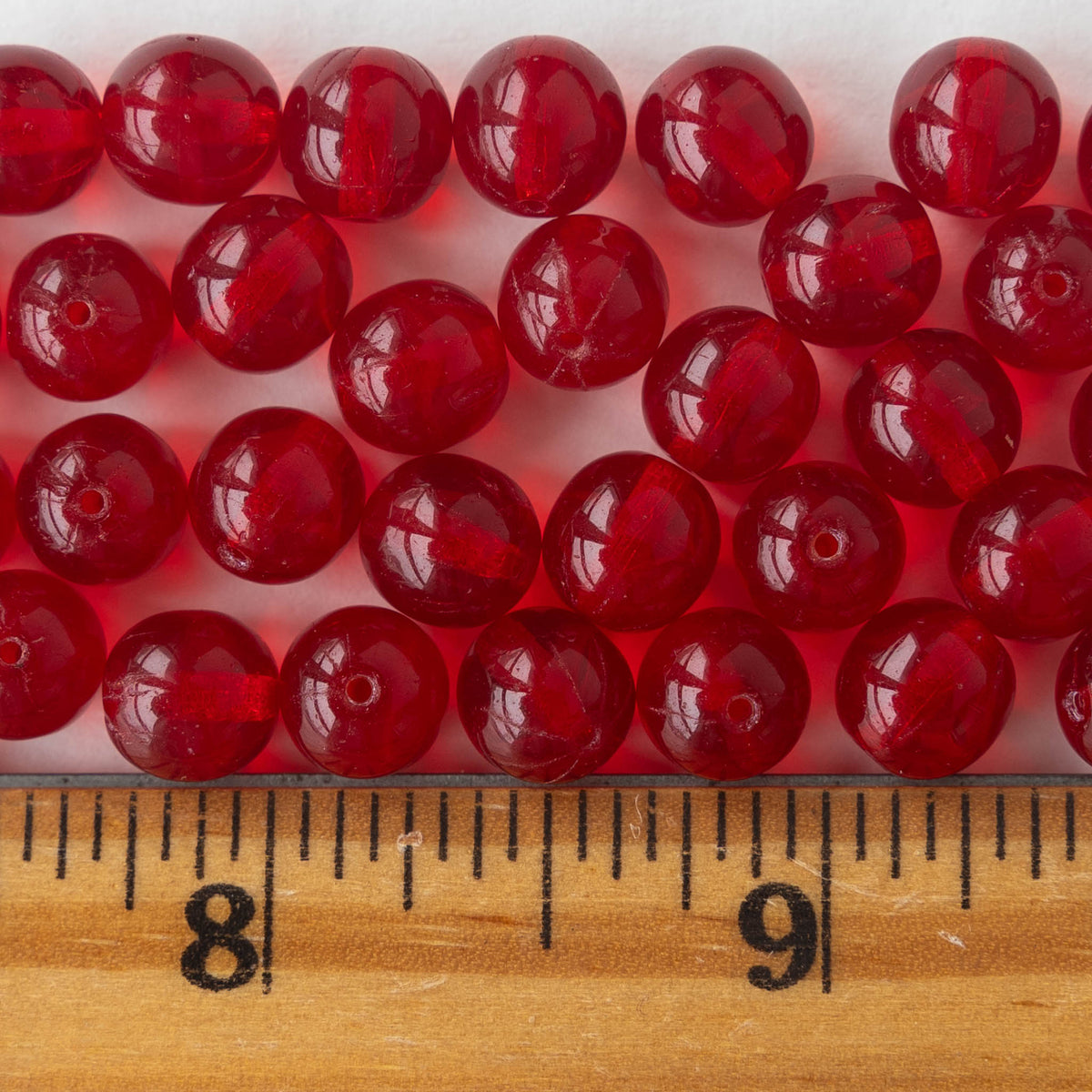 8mm Round Glass Beads - Transparent Red - 60 – funkyprettybeads