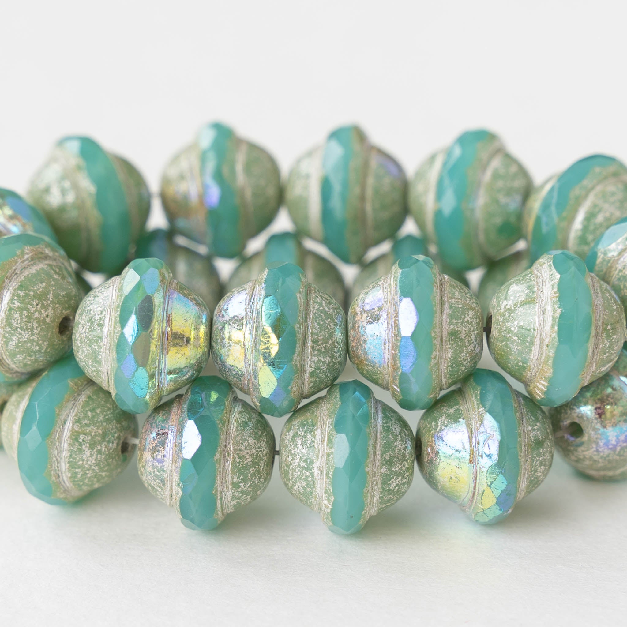 10x12mm Saturn Beads - Saturn Tea Green with Antique Silver and AB - 4 ...