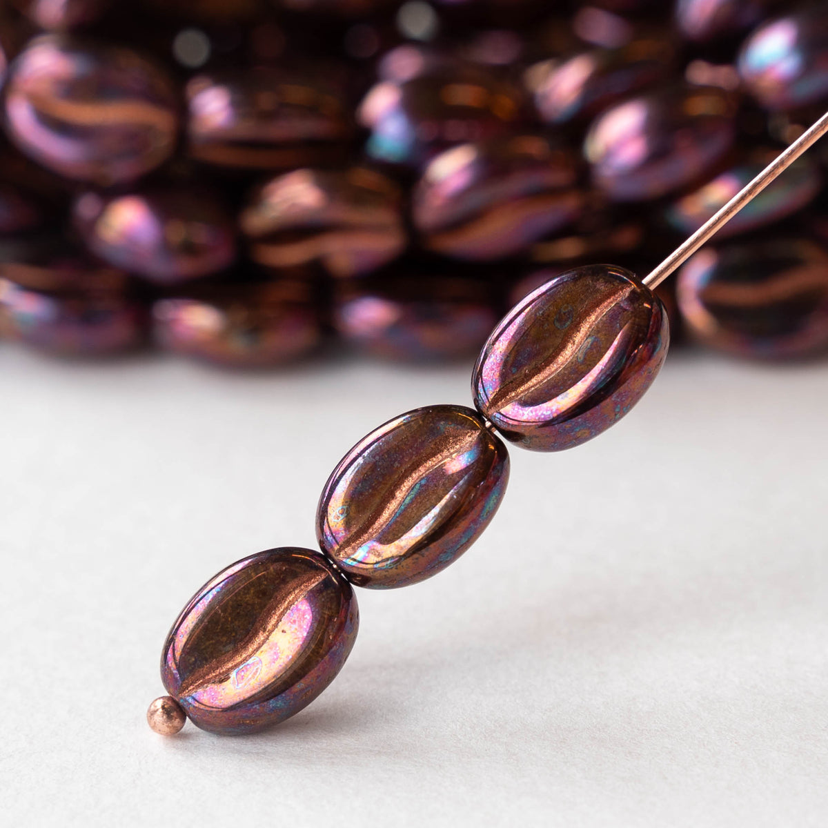 Glass Coffee Bean Beads! - Metallic Bronze Copper - 15 Beads ...