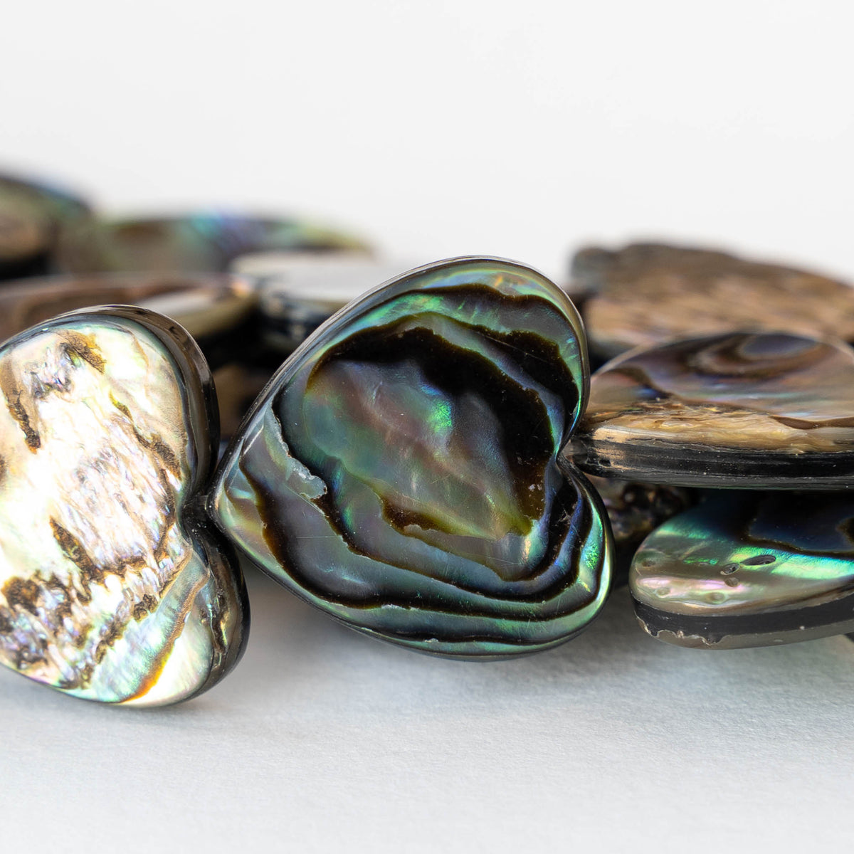 20mm Abalone Heart Beads - 2 beads – funkyprettybeads