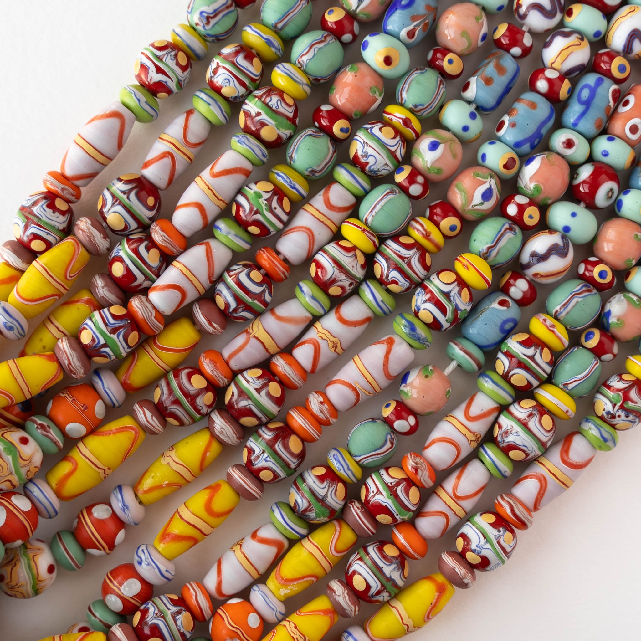 Fancy Colorful Java Beads - 24 inch strand ~70 beads – funkyprettybeads