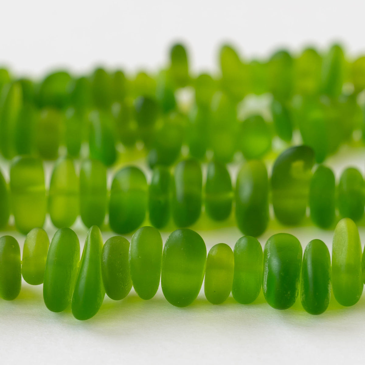 Frosted Glass Pebbles - Lime Green - 8 inches – funkyprettybeads