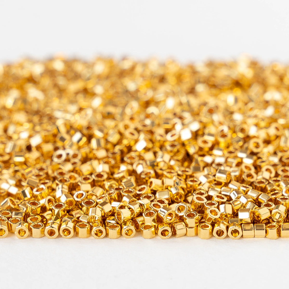 1mm Delica Hex Cut Seed Beads - 24K Bright Gold - 2.5 grams ...