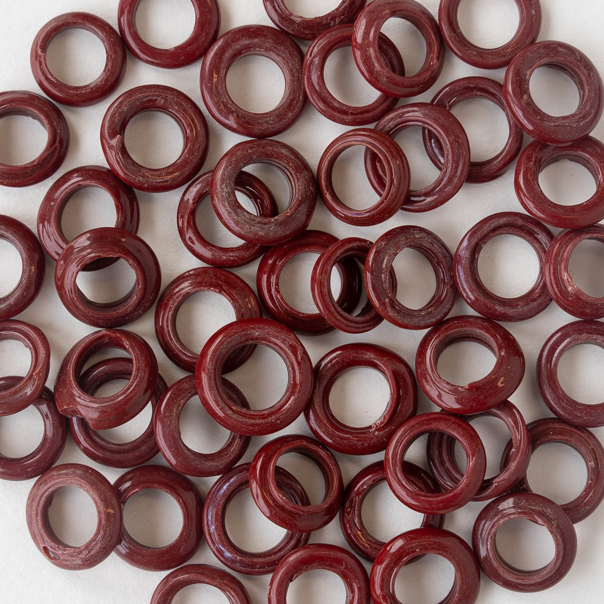 Handmade Glass Rings From Venice Italy - Opaque Dark Red - 20 beads ...
