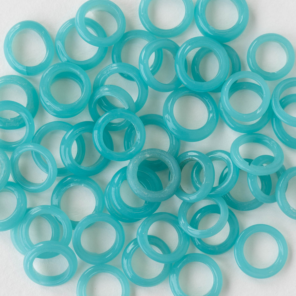 Handmade Glass Rings From Venice Italy - Opaque Turquoise Blue - 20 be ...