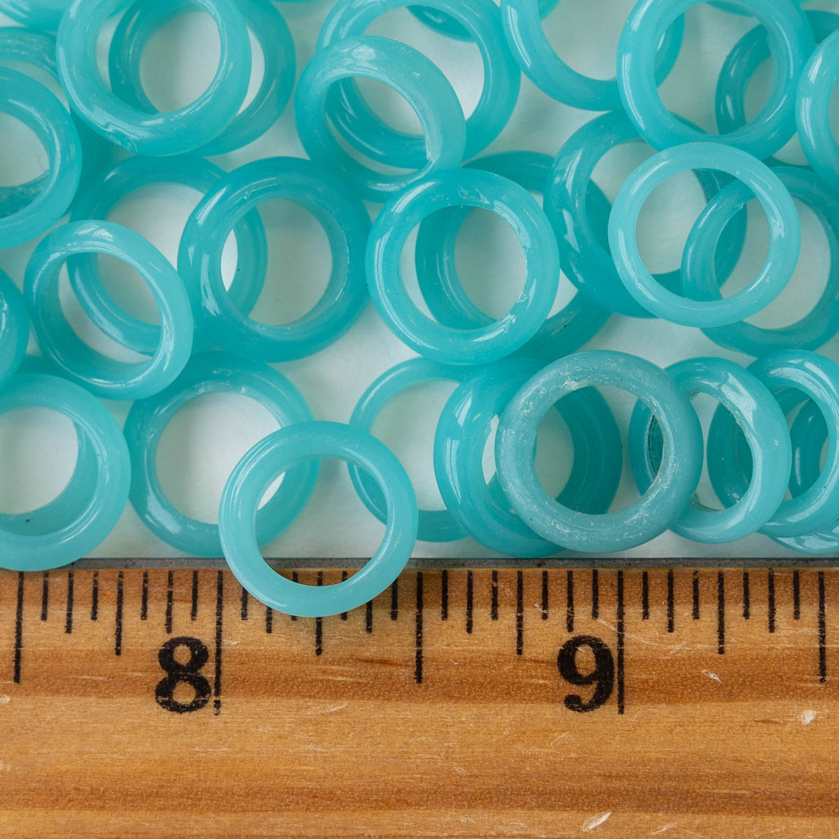 Handmade Glass Rings From Venice Italy - Opaque Turquoise Blue - 20 be ...