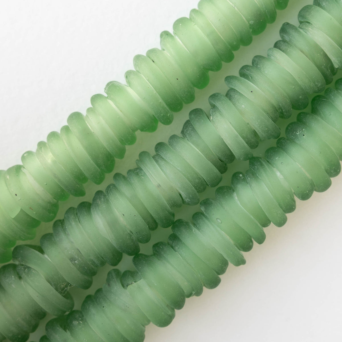 Handmade Glass Rings From Venice Italy - Matte Light Green - 20 beads ...