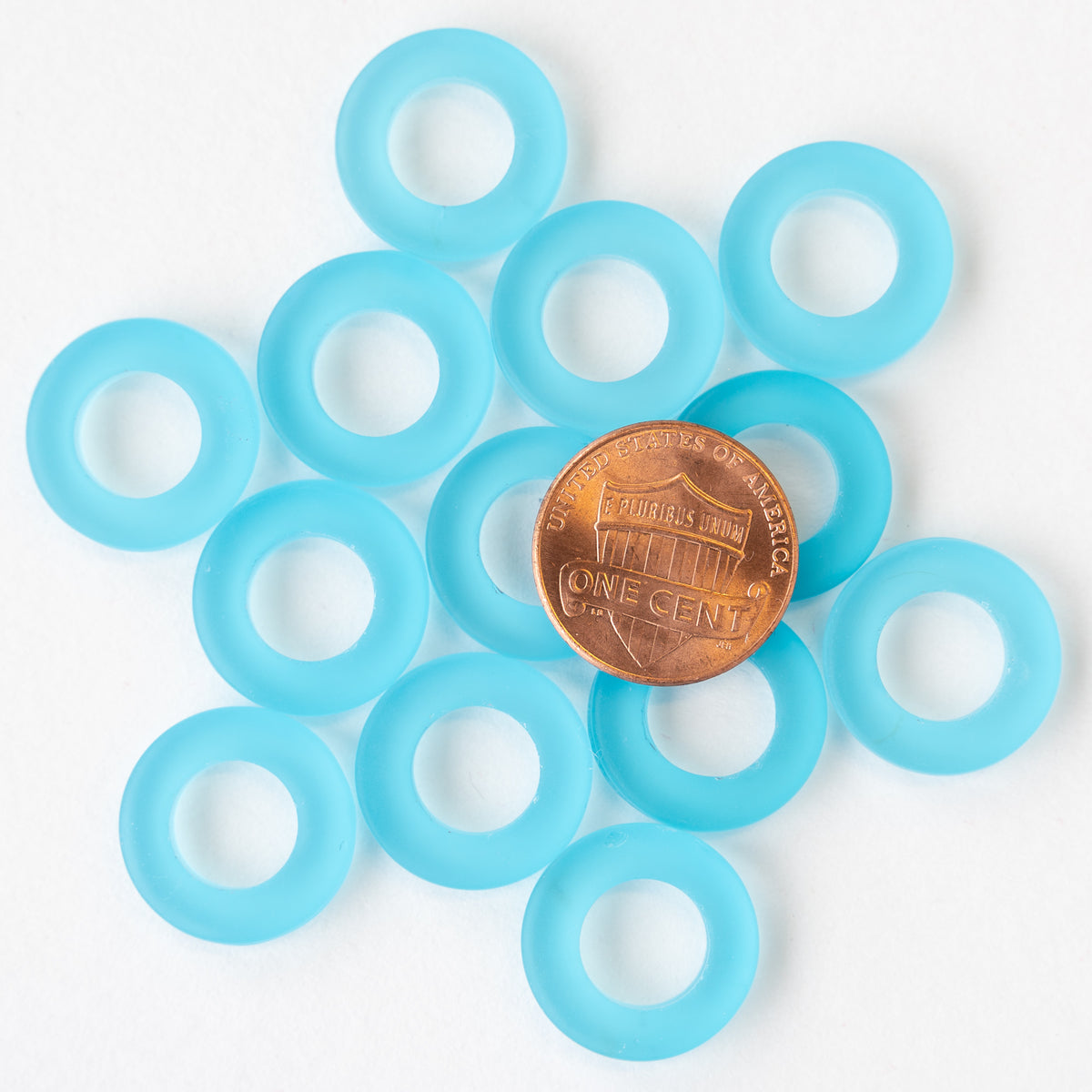 17mm Frosted Glass Rings - Aqua - 2 or 10 – funkyprettybeads