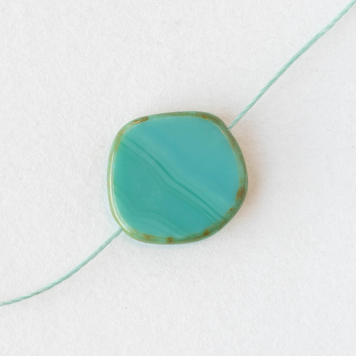 22mm Irregular Coin Beads - Opaque Turquoise Picasso - 6 or 12 Beads ...