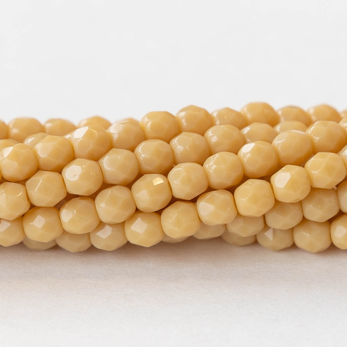 4mm Round Firepolished Beads - Opaque ILt. Beige - 50 beads ...