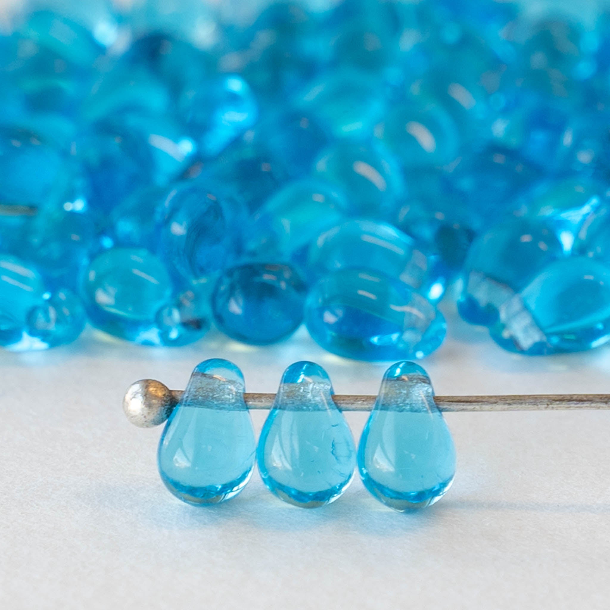 4x6mm Glass Teardrop Beads - Celadon Green Luster - Czech Glass Beads ...