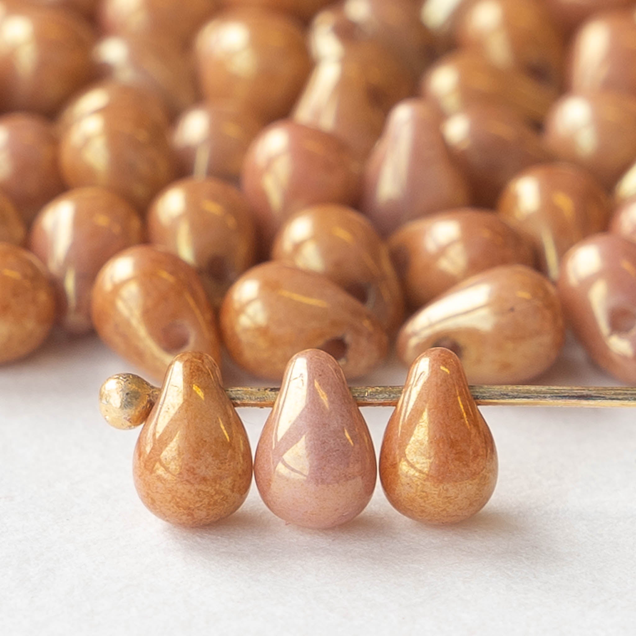 4x6mm Glass Teardrop Beads - Opalqur Mauve Pink - Czech Teardrop Beads ...