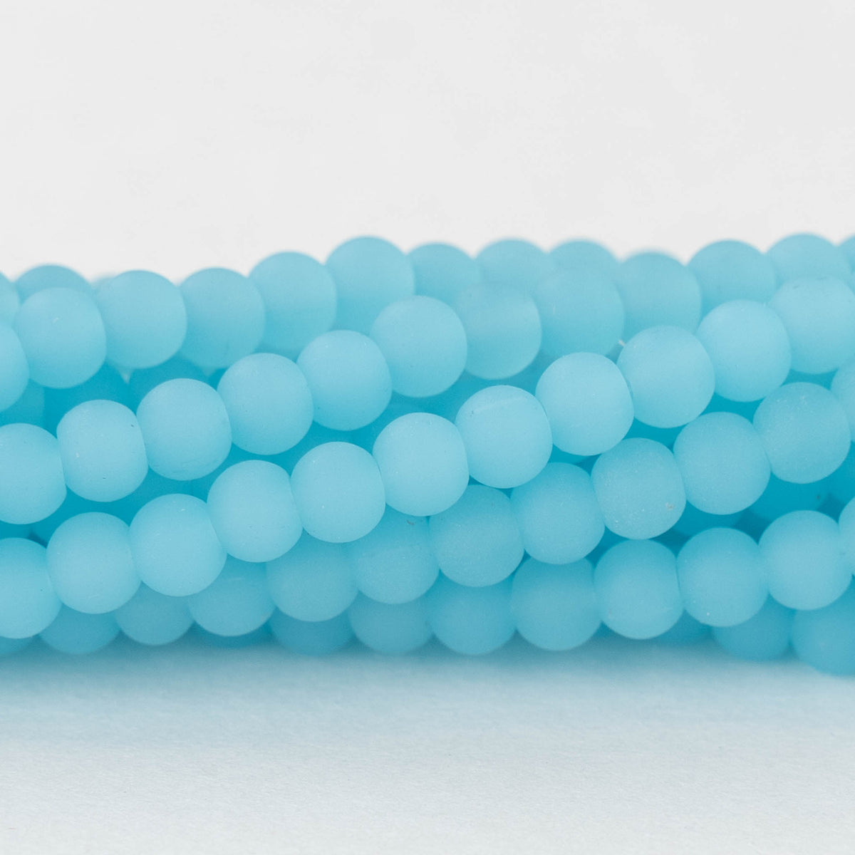 5mm Frosted Glass Rounds - Opaque Frosted Aqua Blue - 16 Inches ...