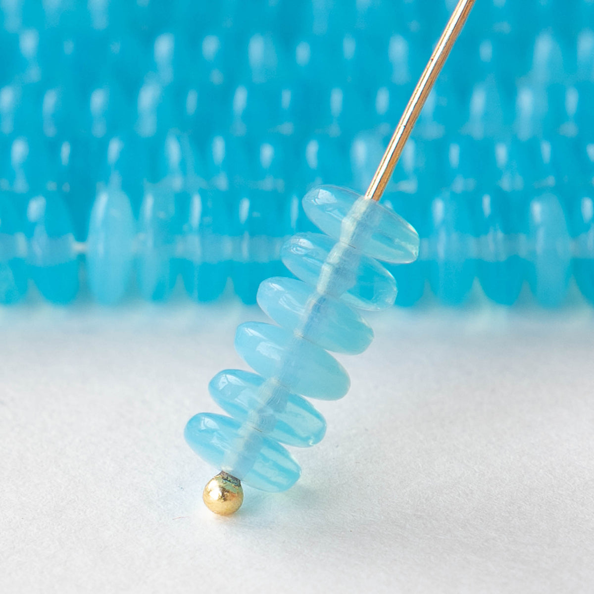6mm Glass Rondelle Beads - Lt Aqua Blue Opaline - Czech Glass Beads ...