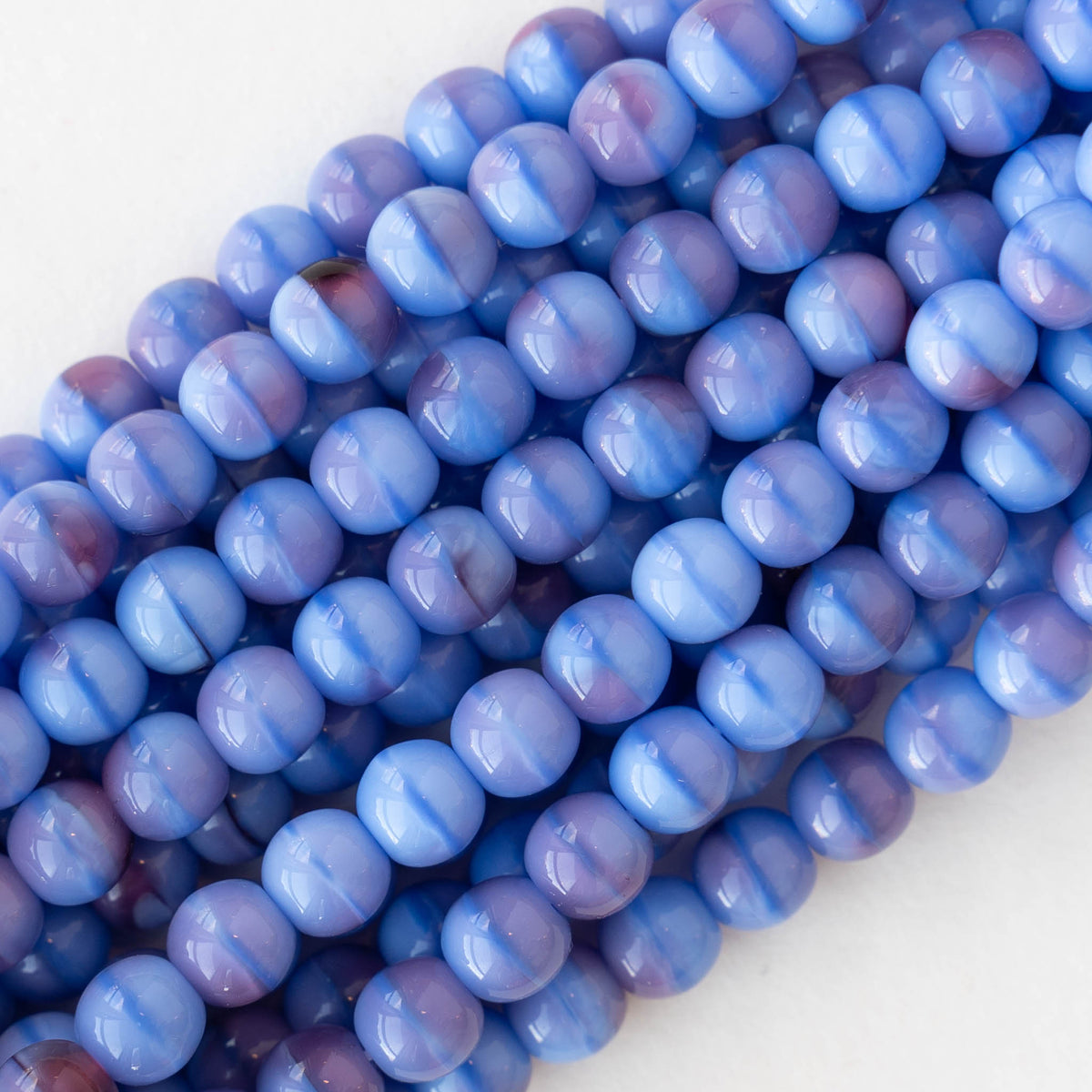6mm Round Glass Beads - Blue Lavender Opaline Ombre - Czech Glass Beads ...